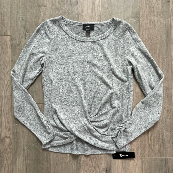 Tops | Bogo Super Soft Twist Front Light Grey Fuzzy Long Sleeve Top ...